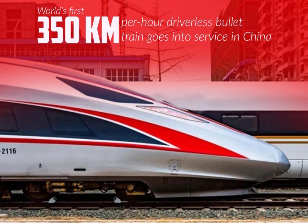 First 350kph Driverless Bullet Train of the world started service in China